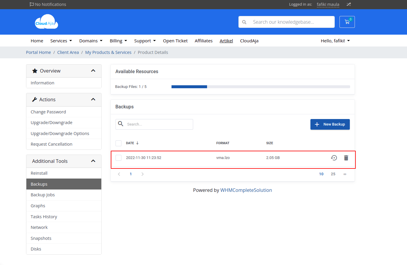 Tutorial Membuat Snapshot dan Backup pada Layanan Cloud Aja